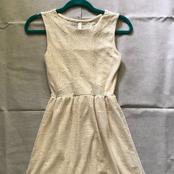 Dresses | Cream Dress With Mesh Cutouts | Poshmark